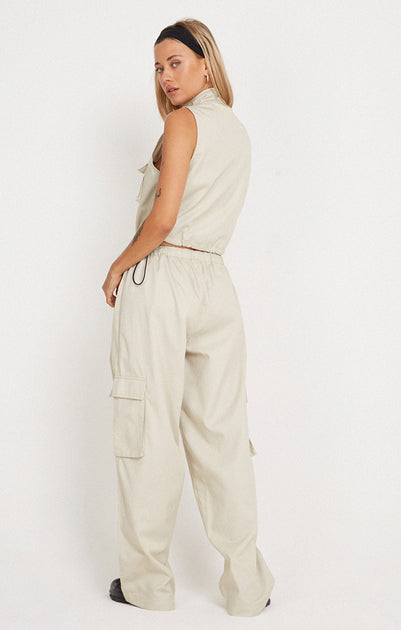 Motel Rocks Oriells Cargo Trouser in Dark Ivory – She Selected
