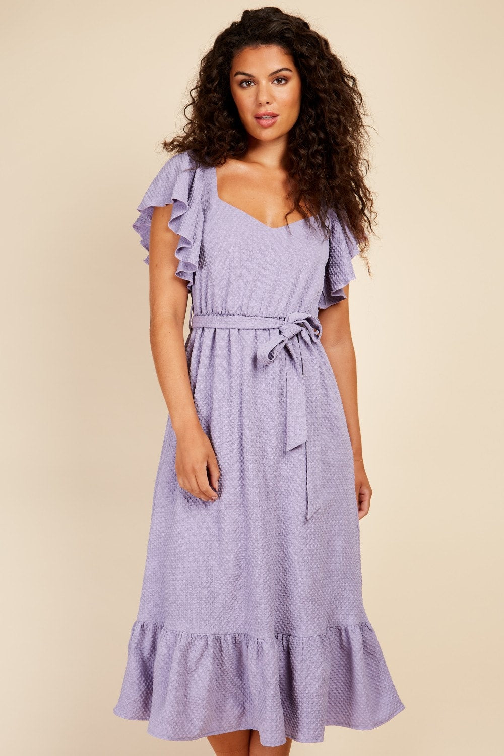 Little Mistress Iris Texture Frill Midaxi Dress – She Selected