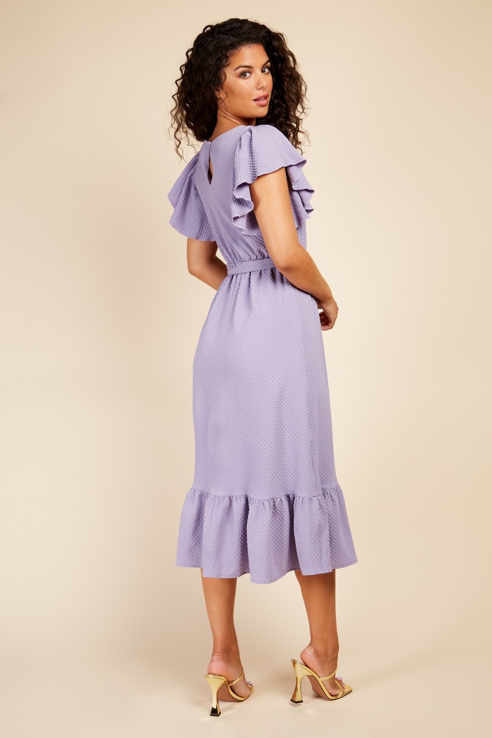 Little Mistress Iris Texture Frill Midaxi Dress – She Selected